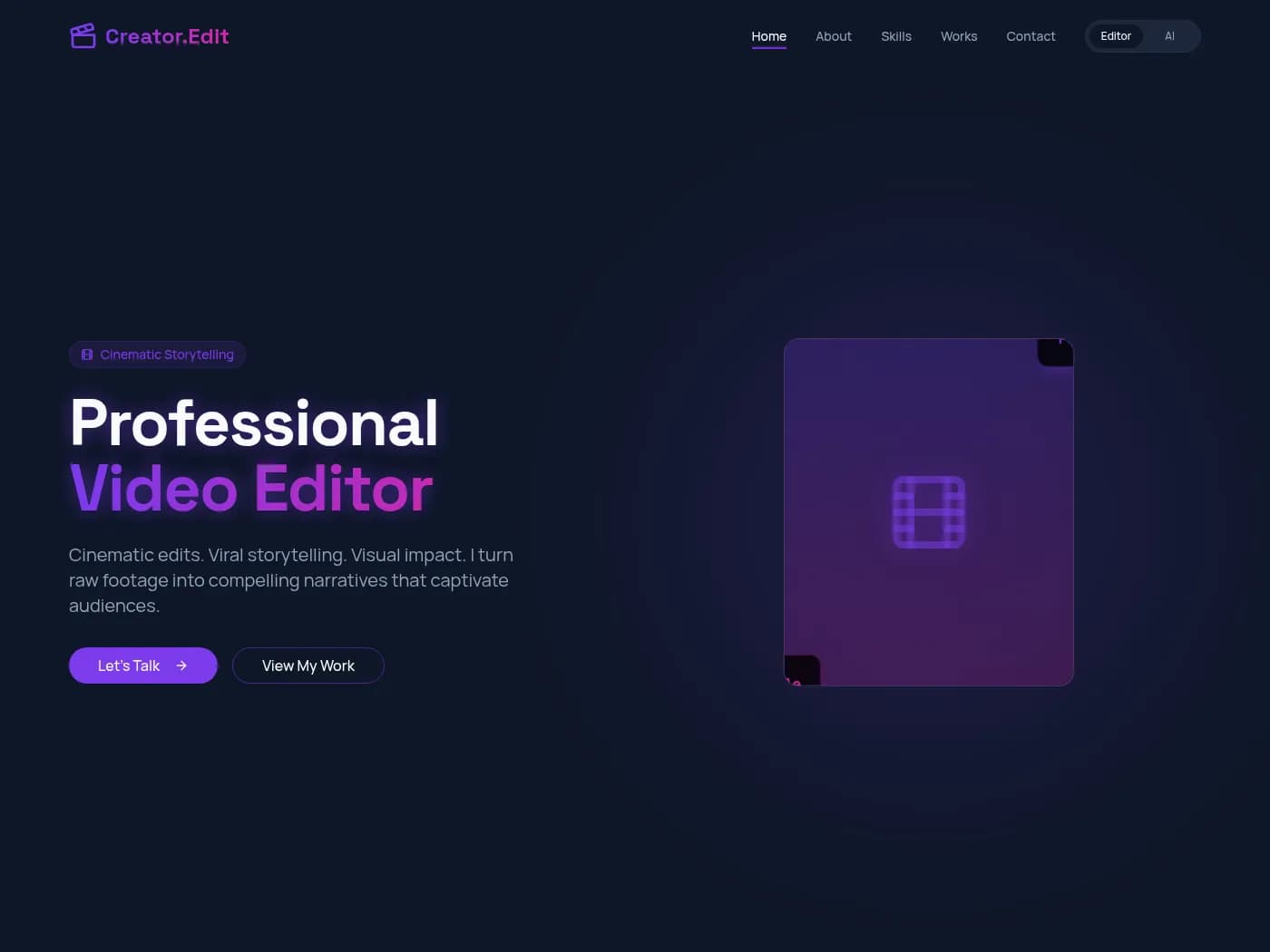 AI-Powered Video Editor Portfolio Website