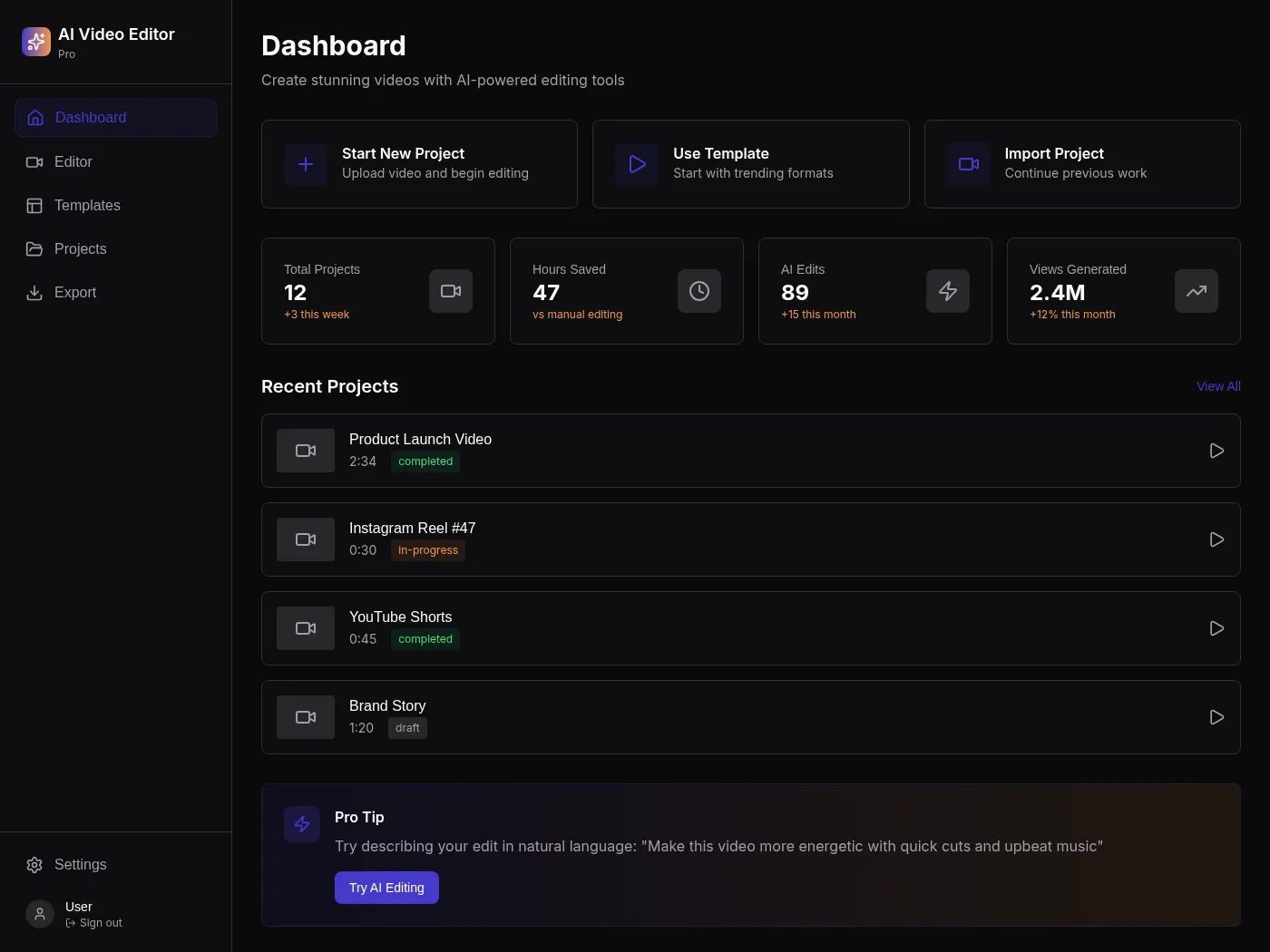 AI-Powered Video Editor WebApp