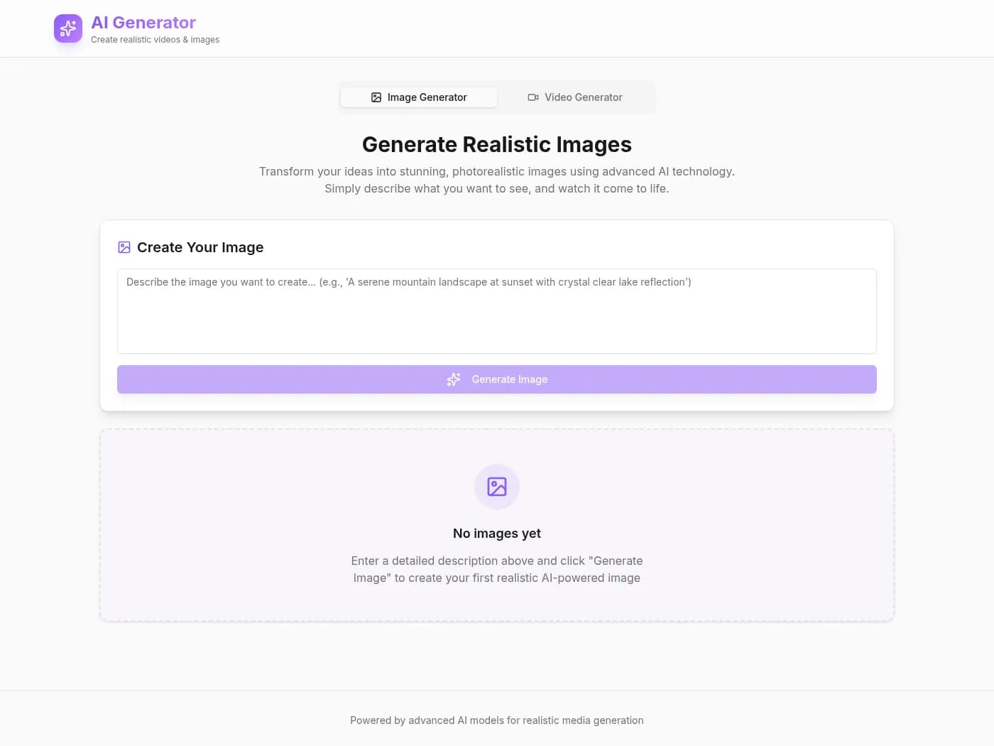 Realistic AI Video & Image Generator