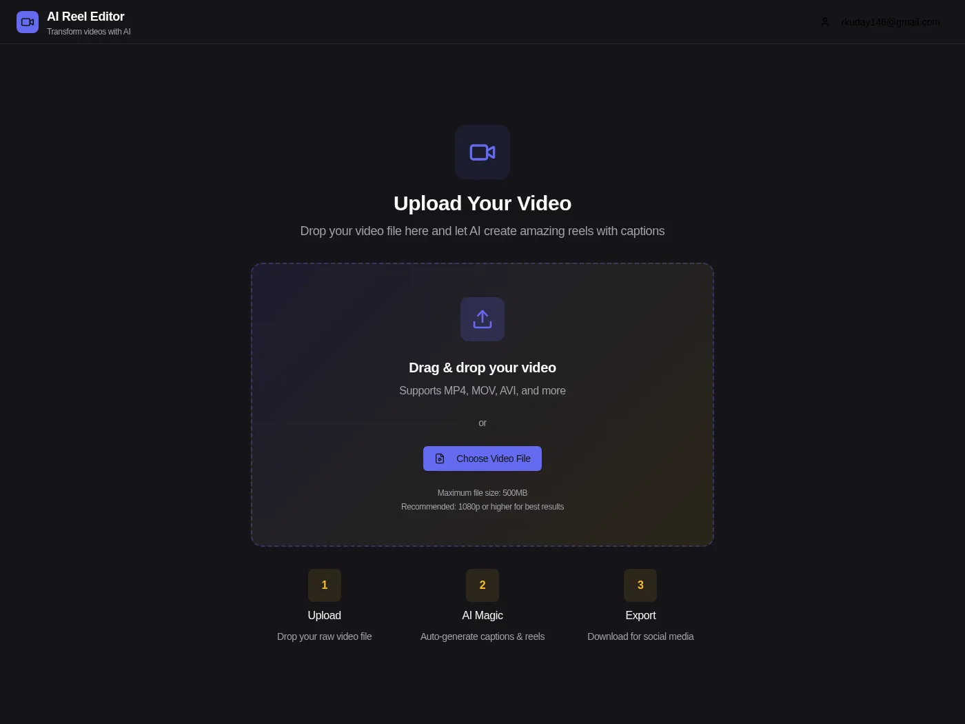 AI-Powered Video Reel Editor with Auto-Captions