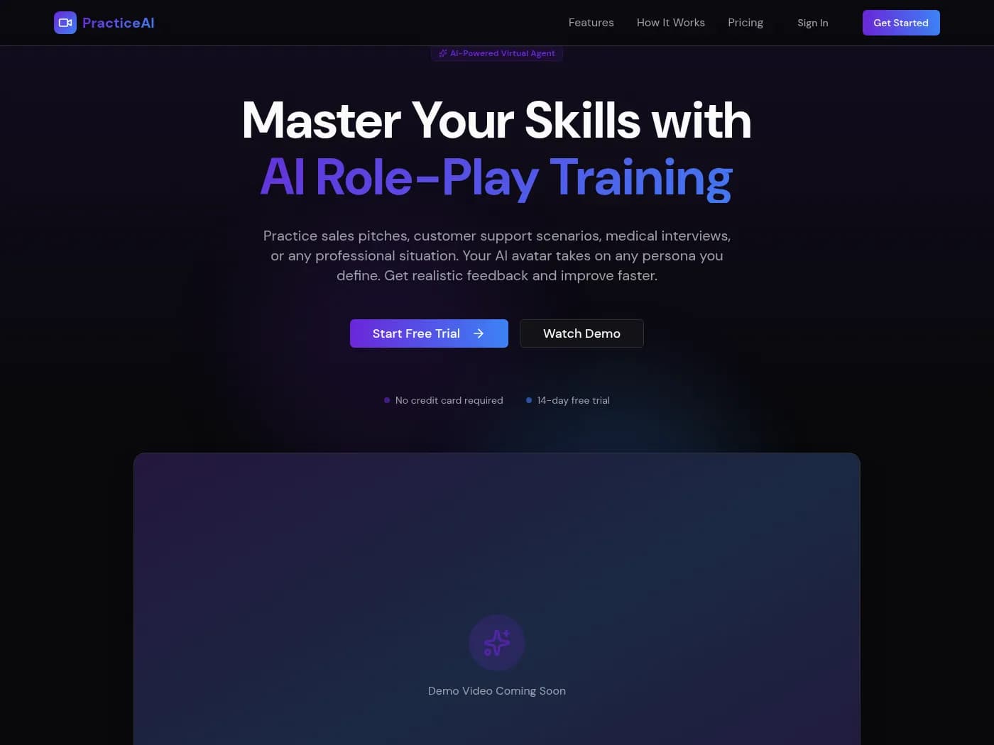 AI Virtual Video Agent Landing Page