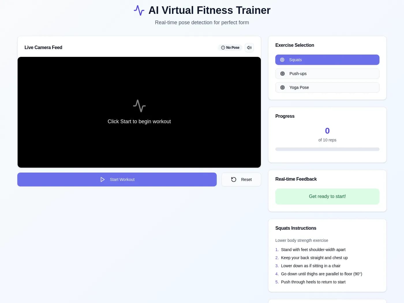 AI Virtual Fitness Trainer for Beginners