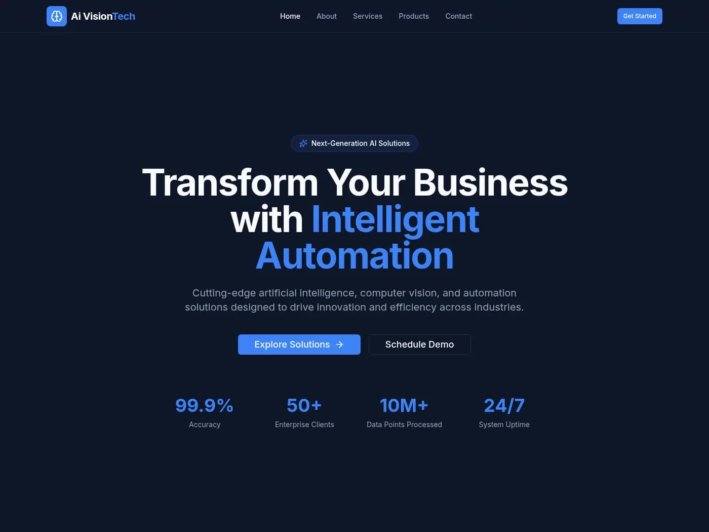 Ai Vision Technology Solutions Showcase Website