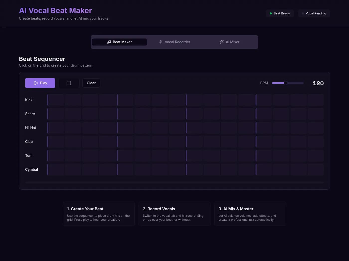 AI-Powered Vocal Beat Maker and Auto Mixing Studio