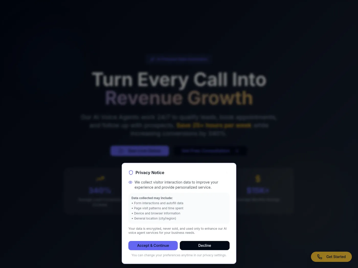 AI Voice Agent Marketing Agency Website & Lead Gen Funnel