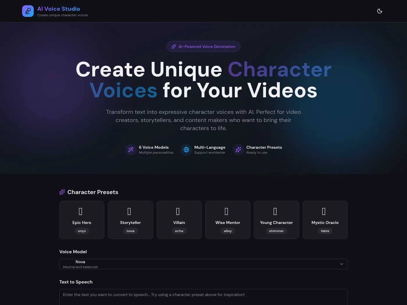 AI Voice Generator for Video Characters