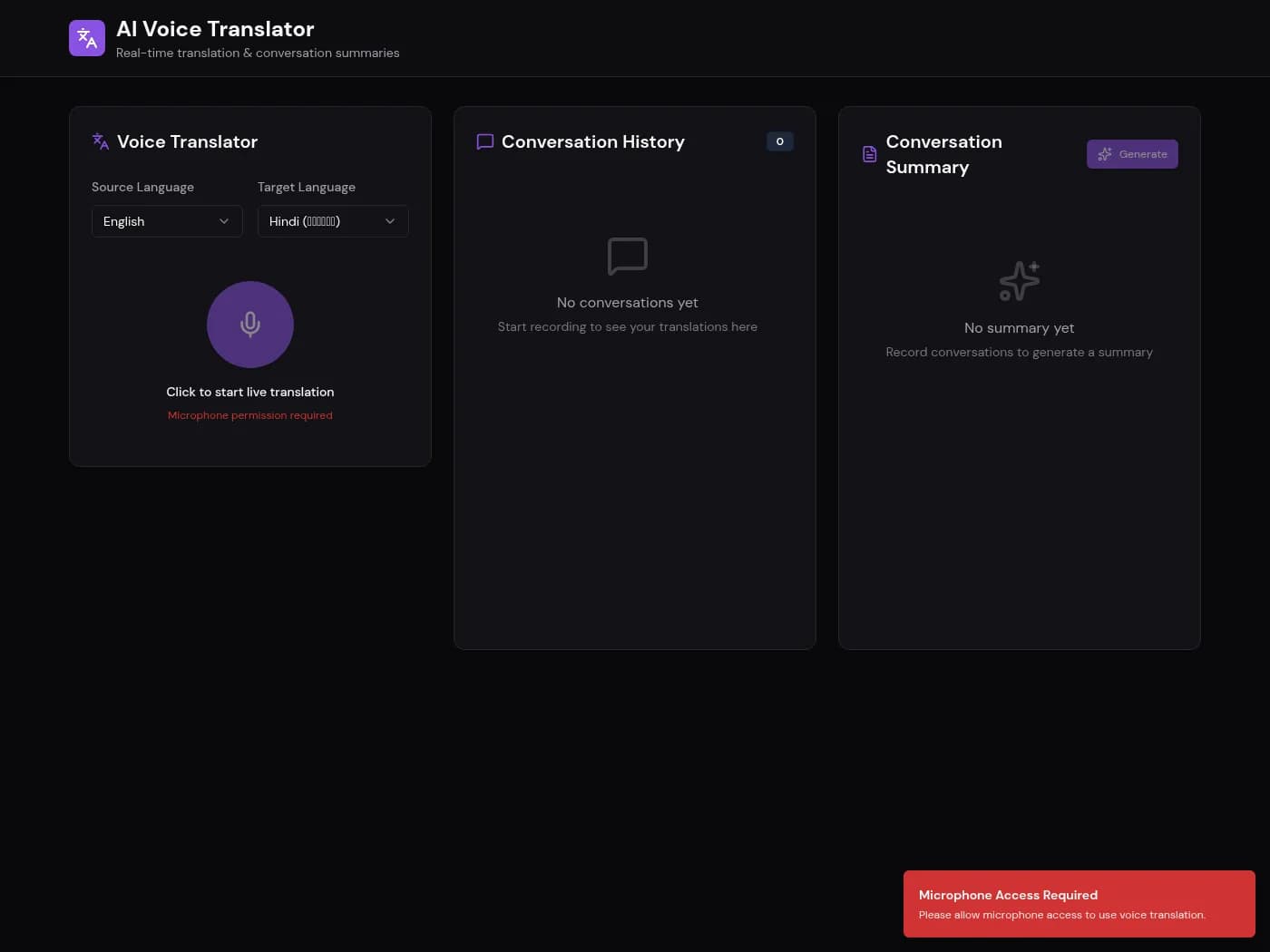 AI Voice Live Translator & Conversation Summarizer