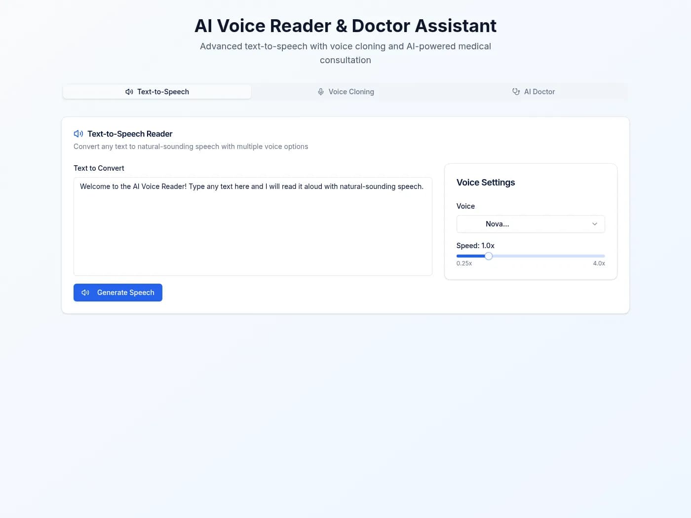 AI Voice Reader & Doctor Assistant