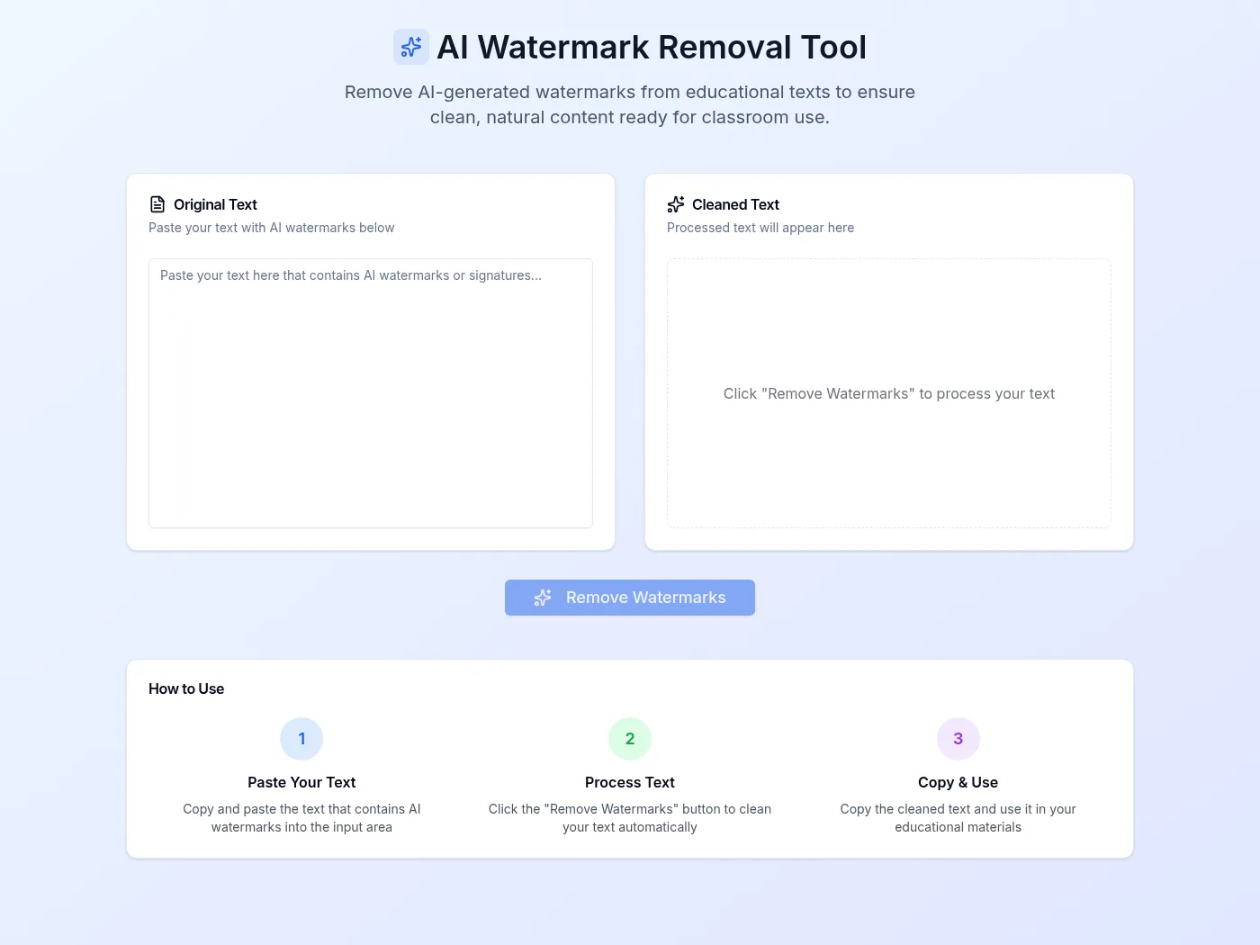 AI Watermark Removal Tool for Educational Texts