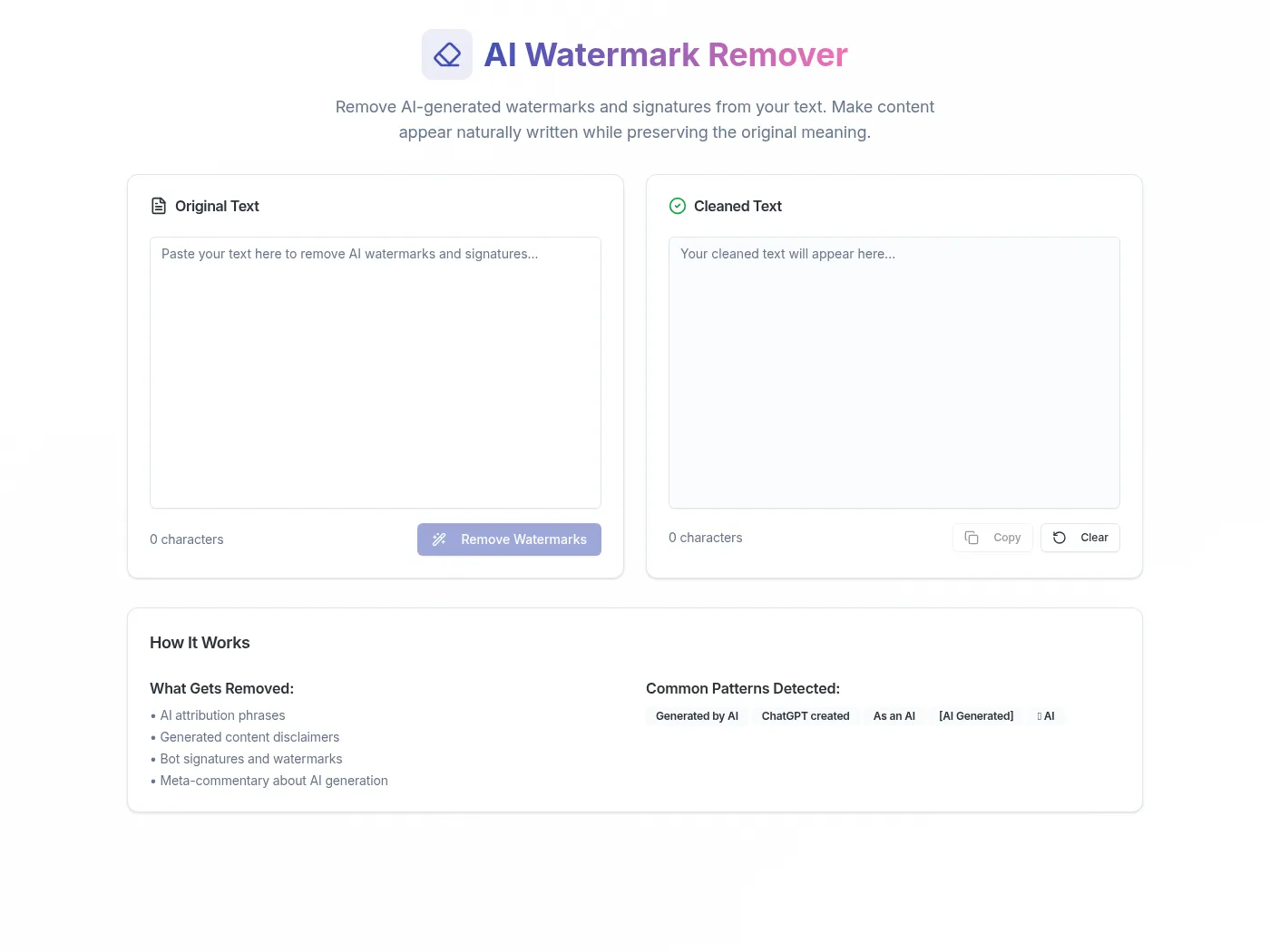 AI Watermark Remover for Text