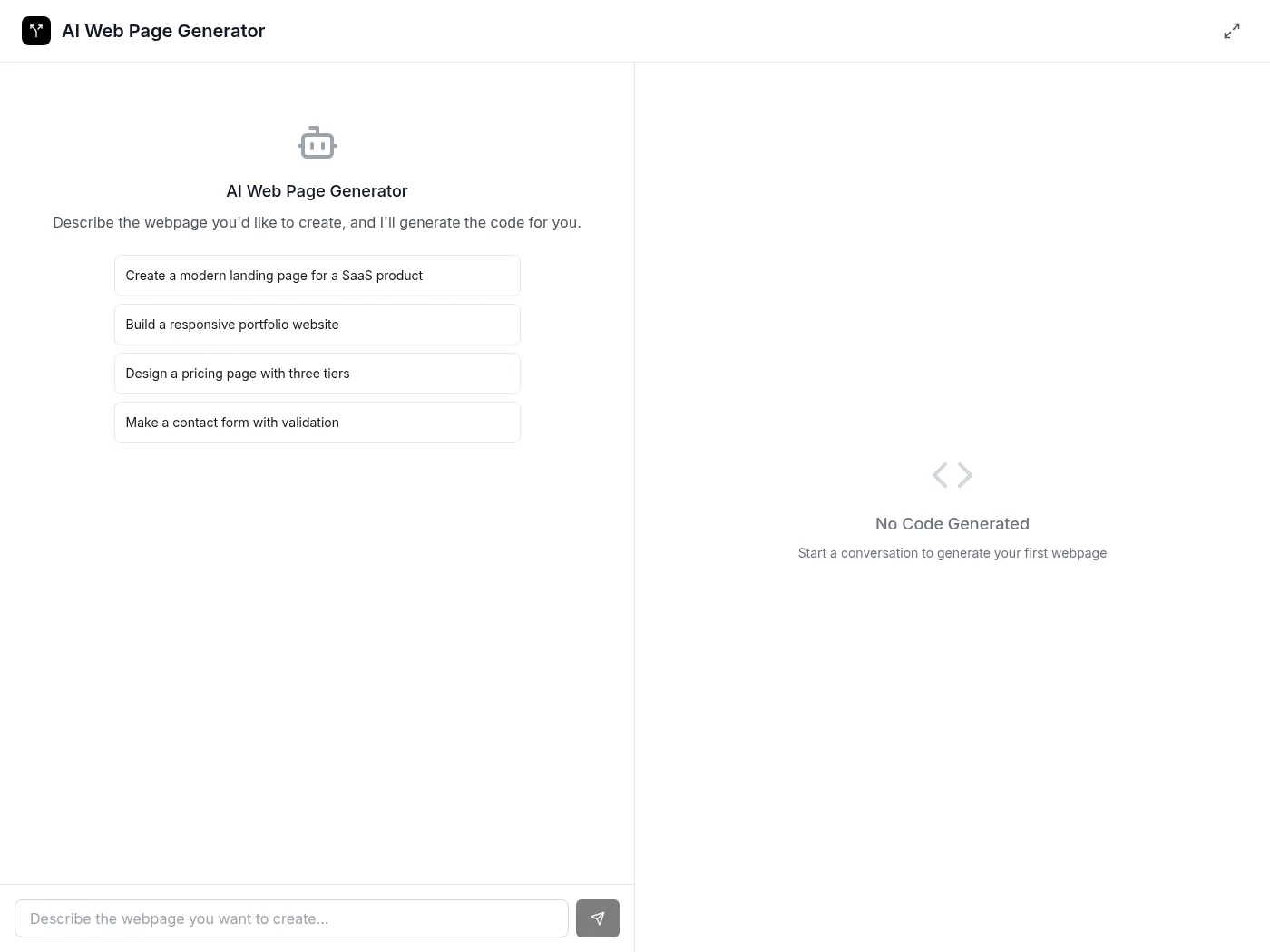 AI Web Page Generator Like v0