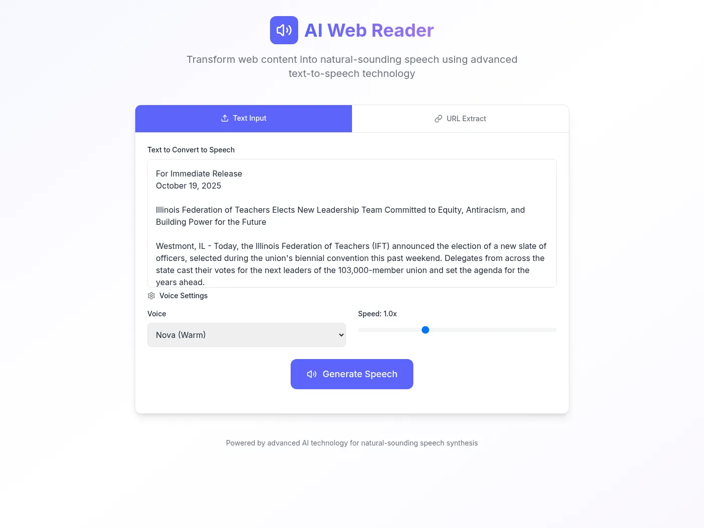 AI Web Reader: Intelligent Text-to-Speech for Effortless Content Accessibility