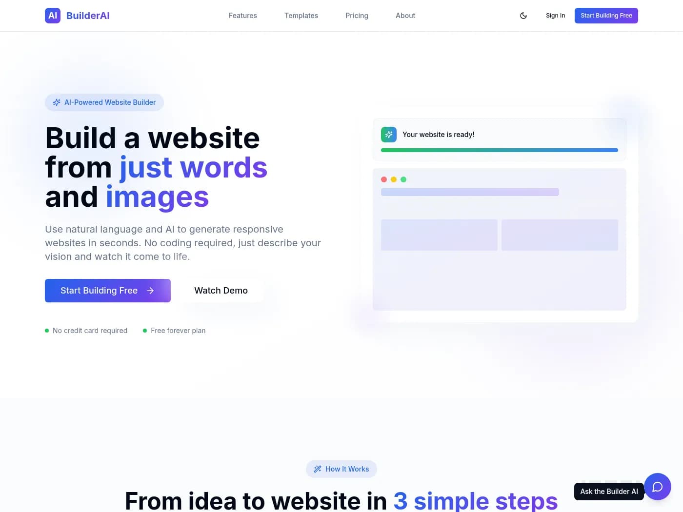 AI Website Builder Landing Page
