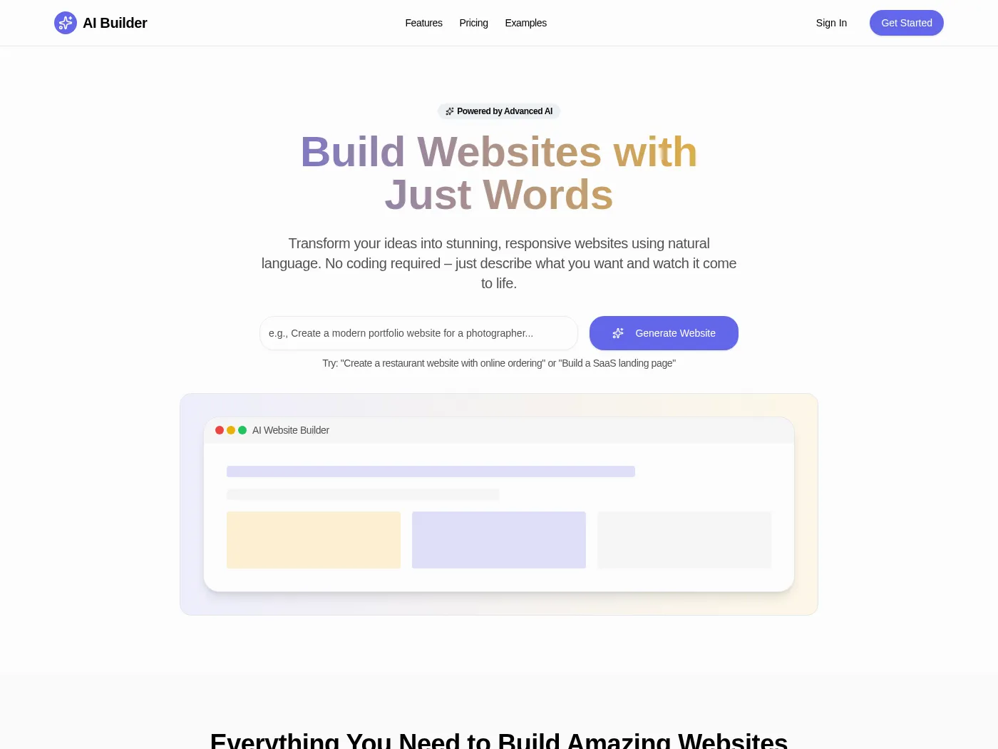 Prompt-Driven AI Website Builder with Modern UI and Code Export