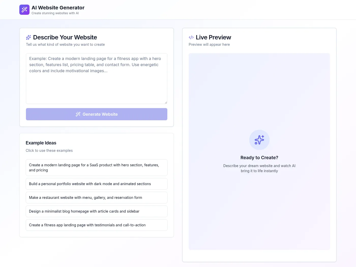 AI Website Generator Agent