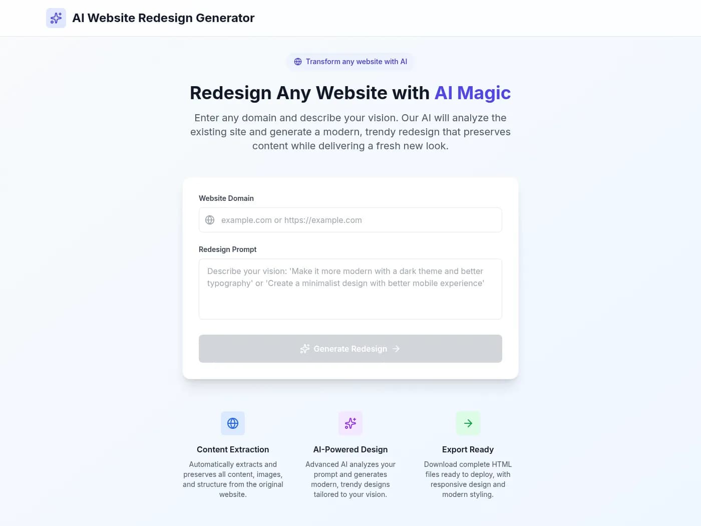 AI Website Redesign Generator