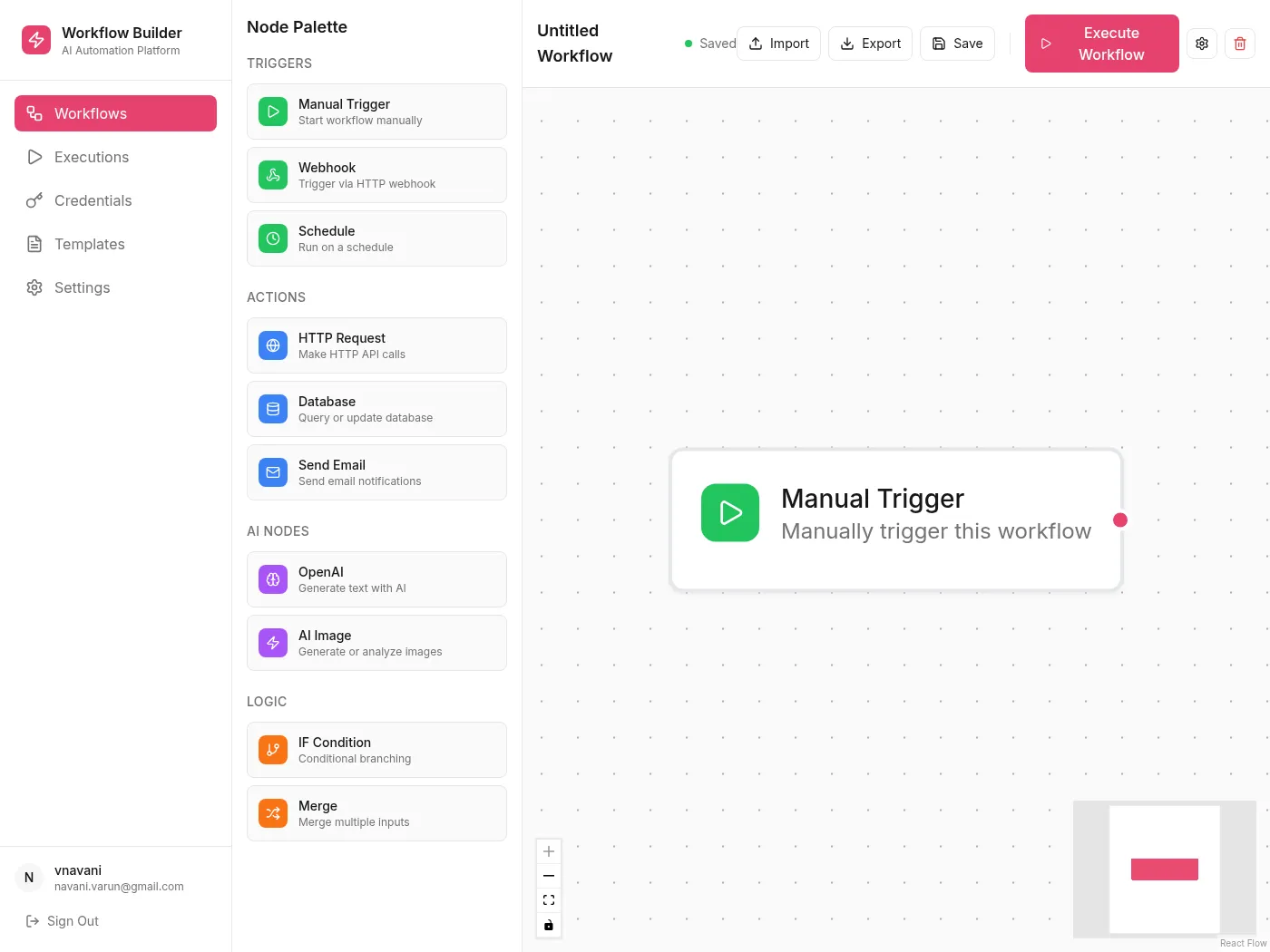 AI Workflow Automation Builder (n8n Clone)