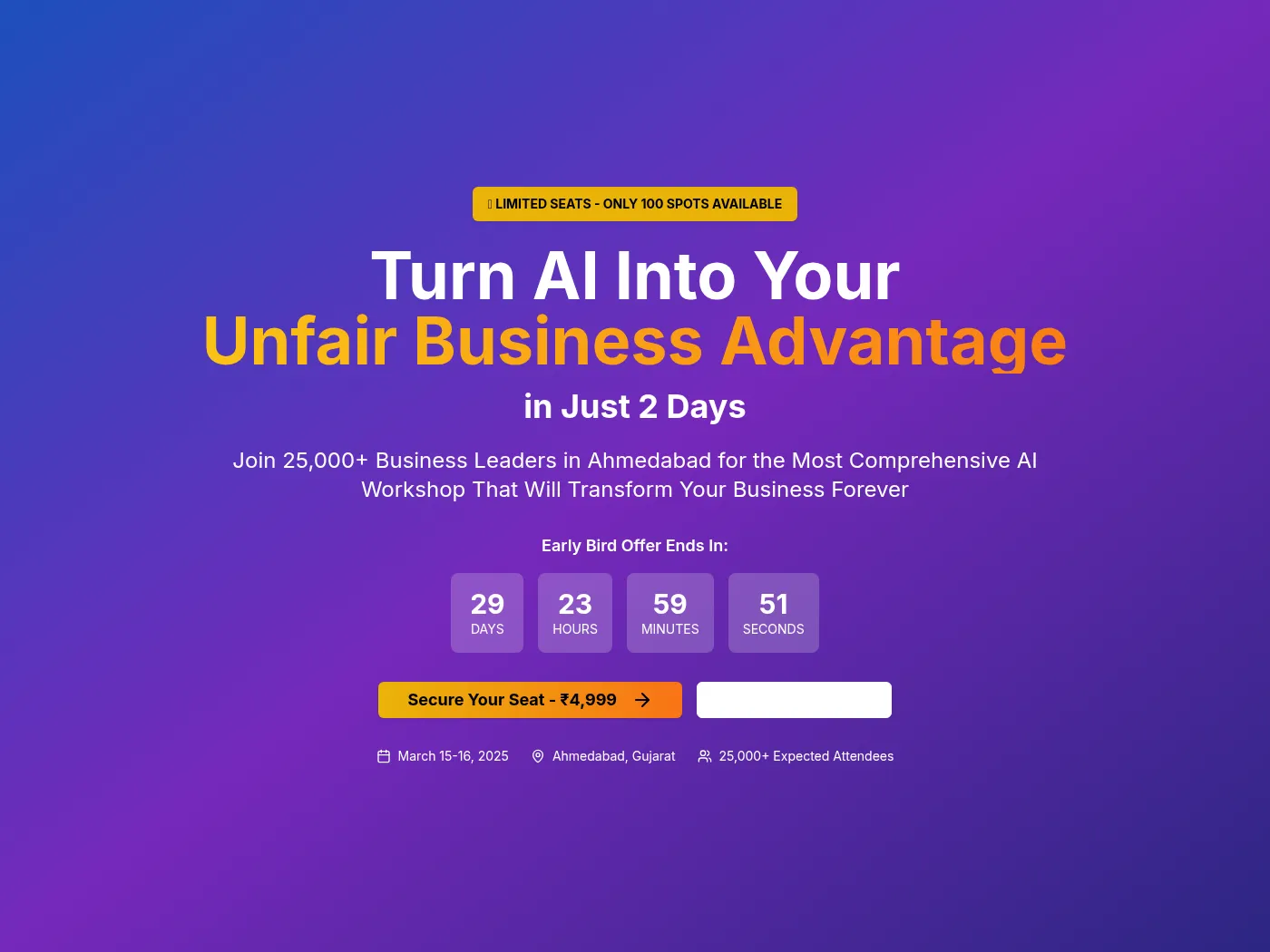 AI Workshop Ahmedabad Landing Page