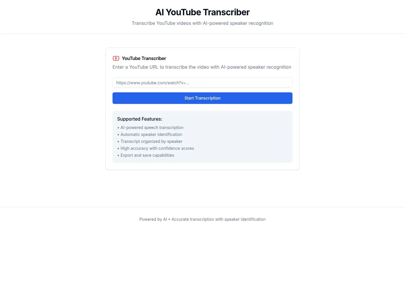 AI-Powered YouTube Transcriber with Speaker Recognition