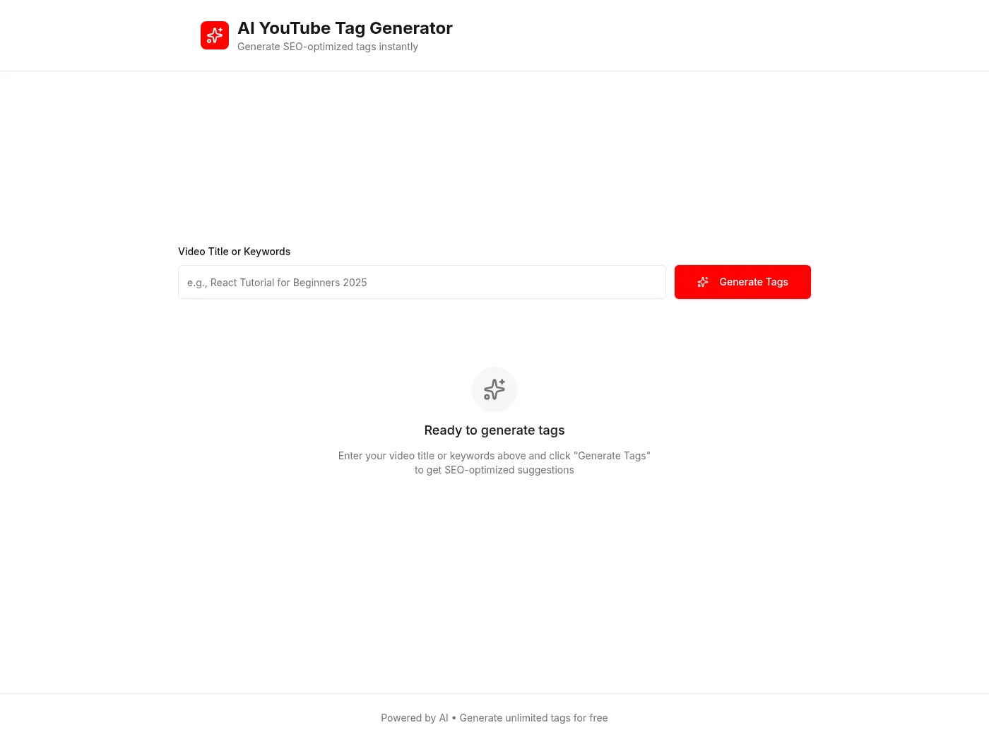 AI YouTube Tag Generator Web App