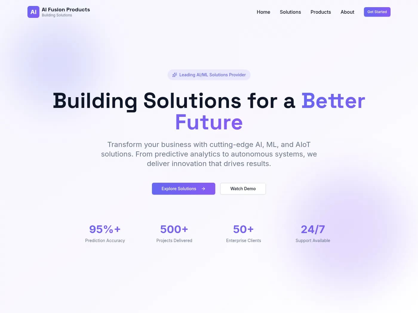 AI Fusion Products Website Revamp