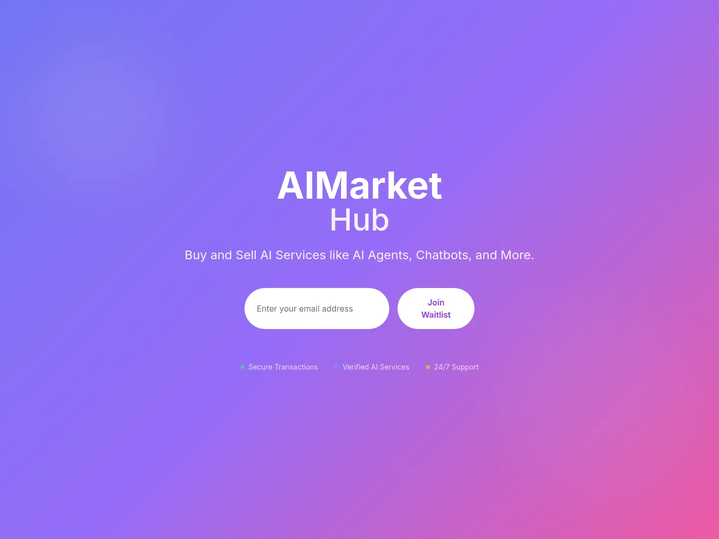 AIMarket Hub Landing Page