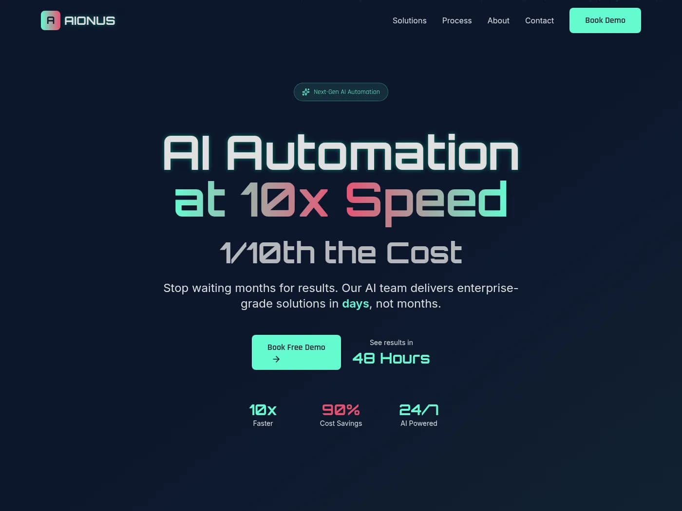 AIONUS: Futuristic AI Automation Landing Platform