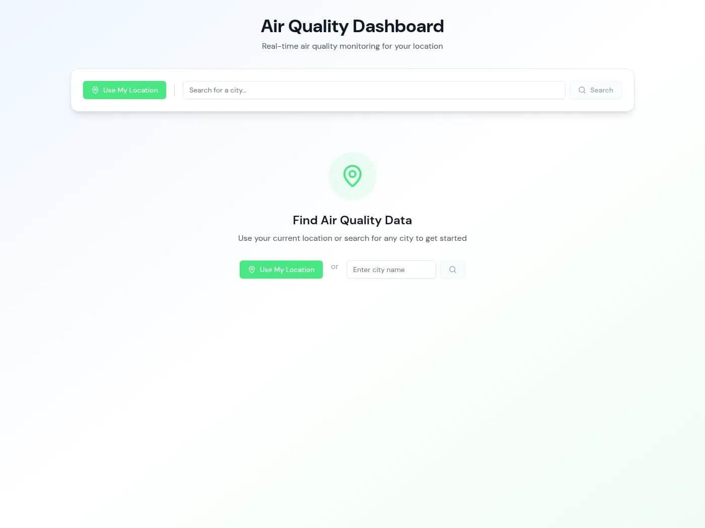 Air Quality Dashboard with Location & City Search