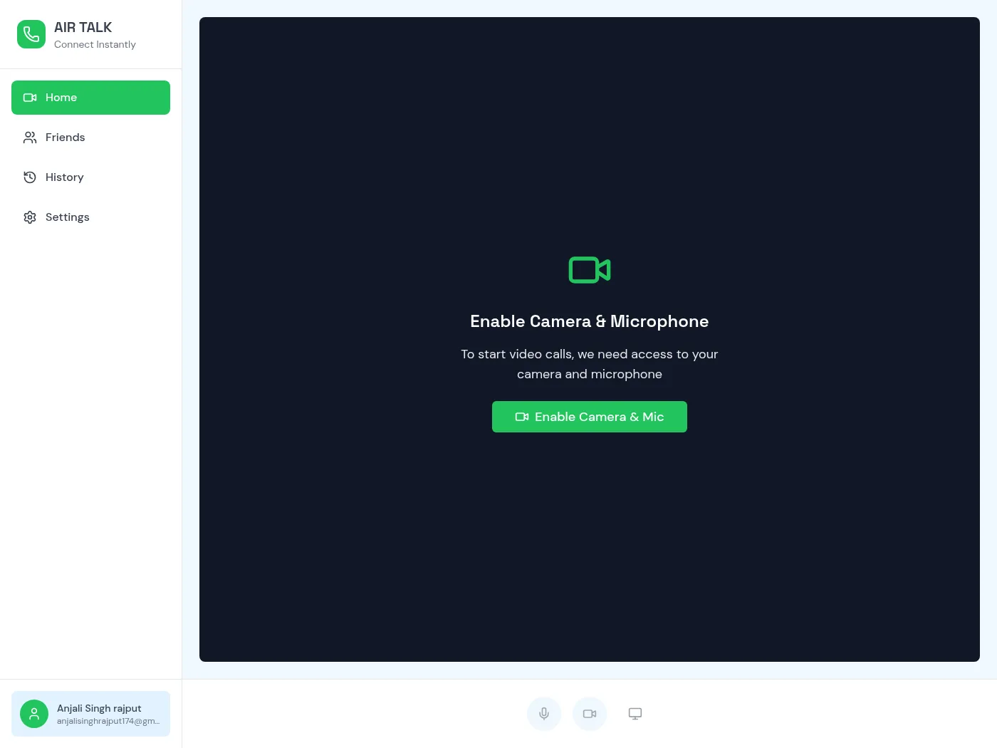 AIR TALK Inspired Audio & Video Calling Web App