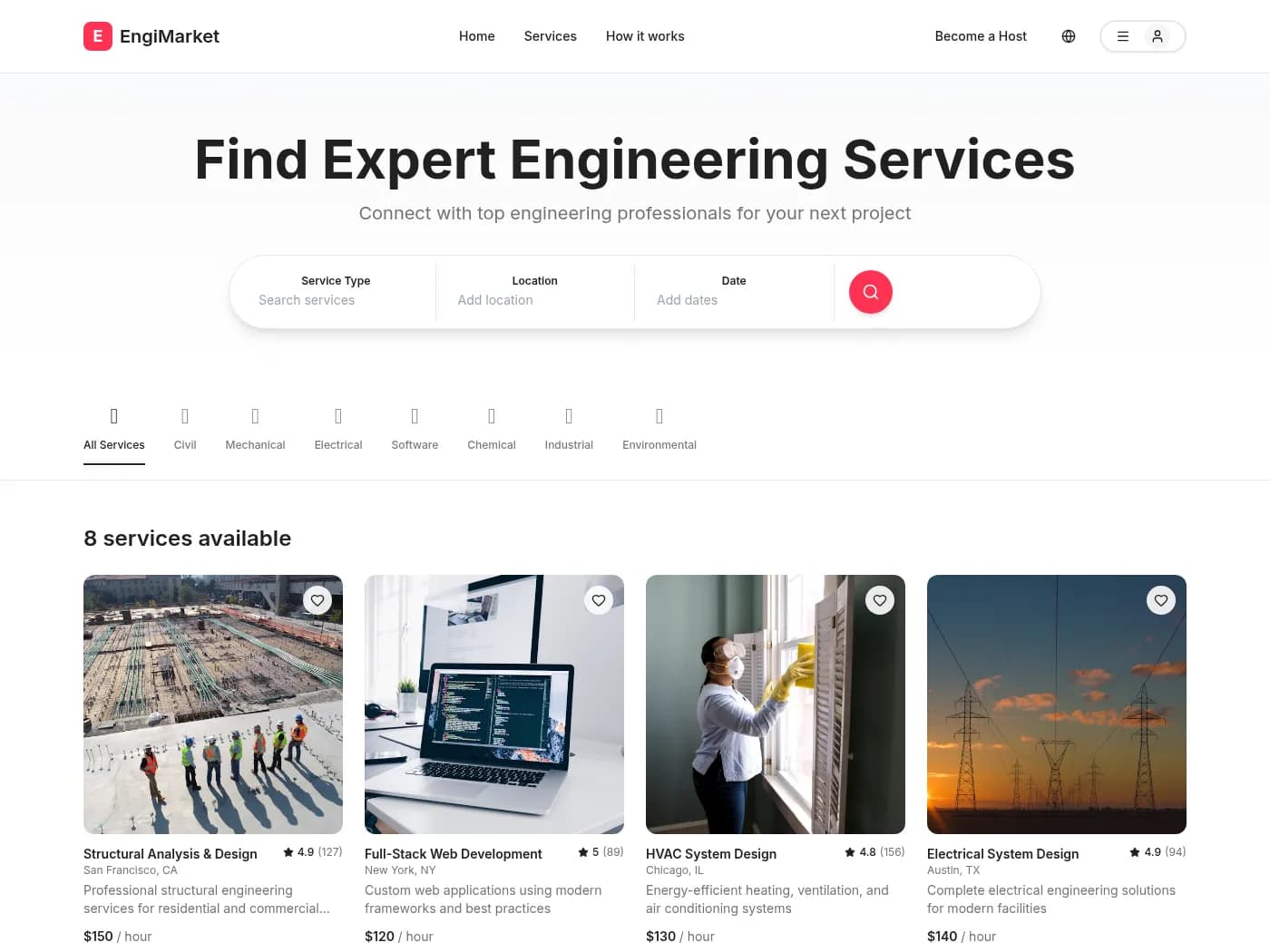 Engineering Service Marketplace – Airbnb for Engineering Services