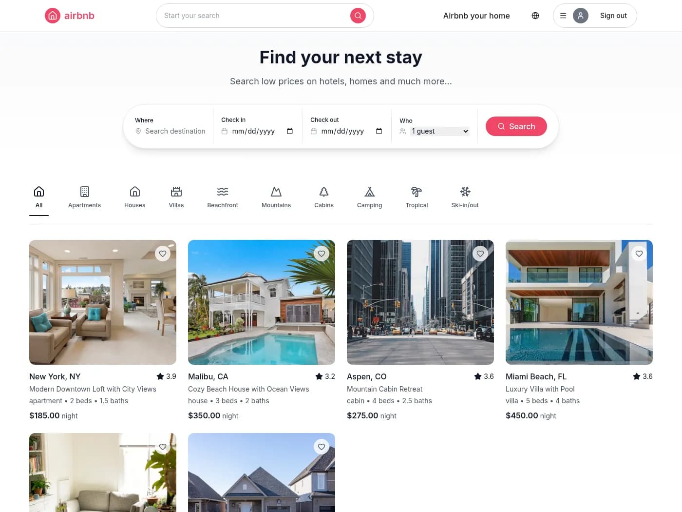 Airbnb Platform Clone