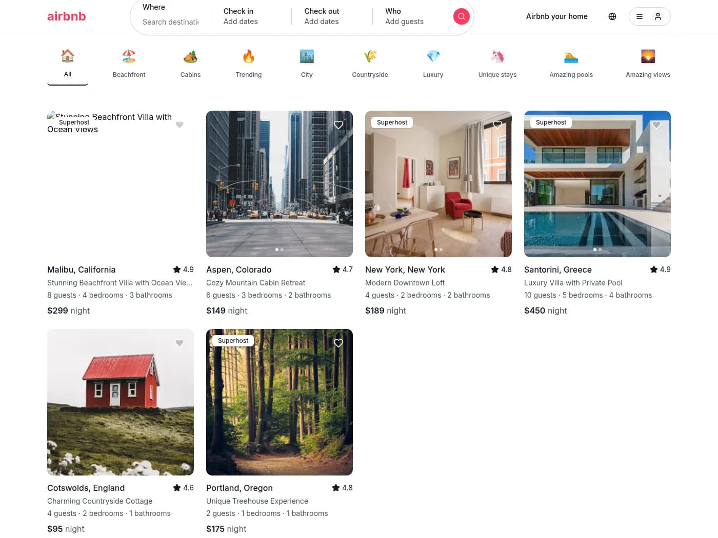 Airbnb Clone - Property Rental Platform