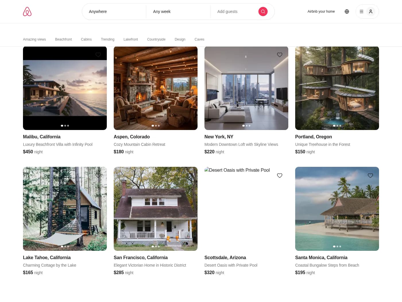 Airbnb Booking Platform Clone