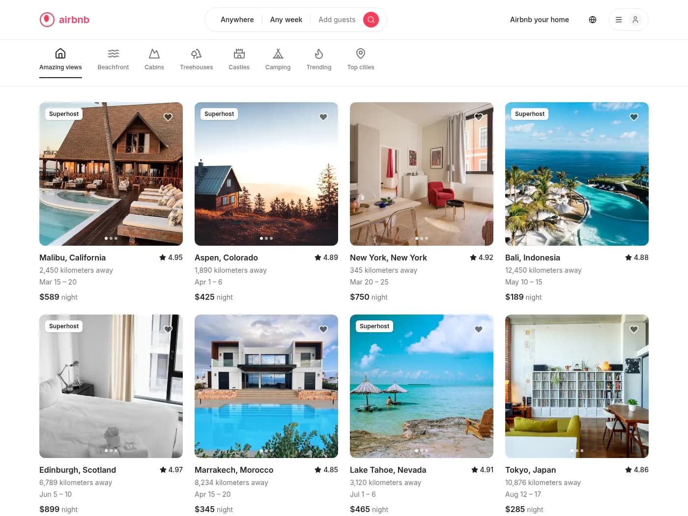 Airbnb.com Web Clone with Booking Features