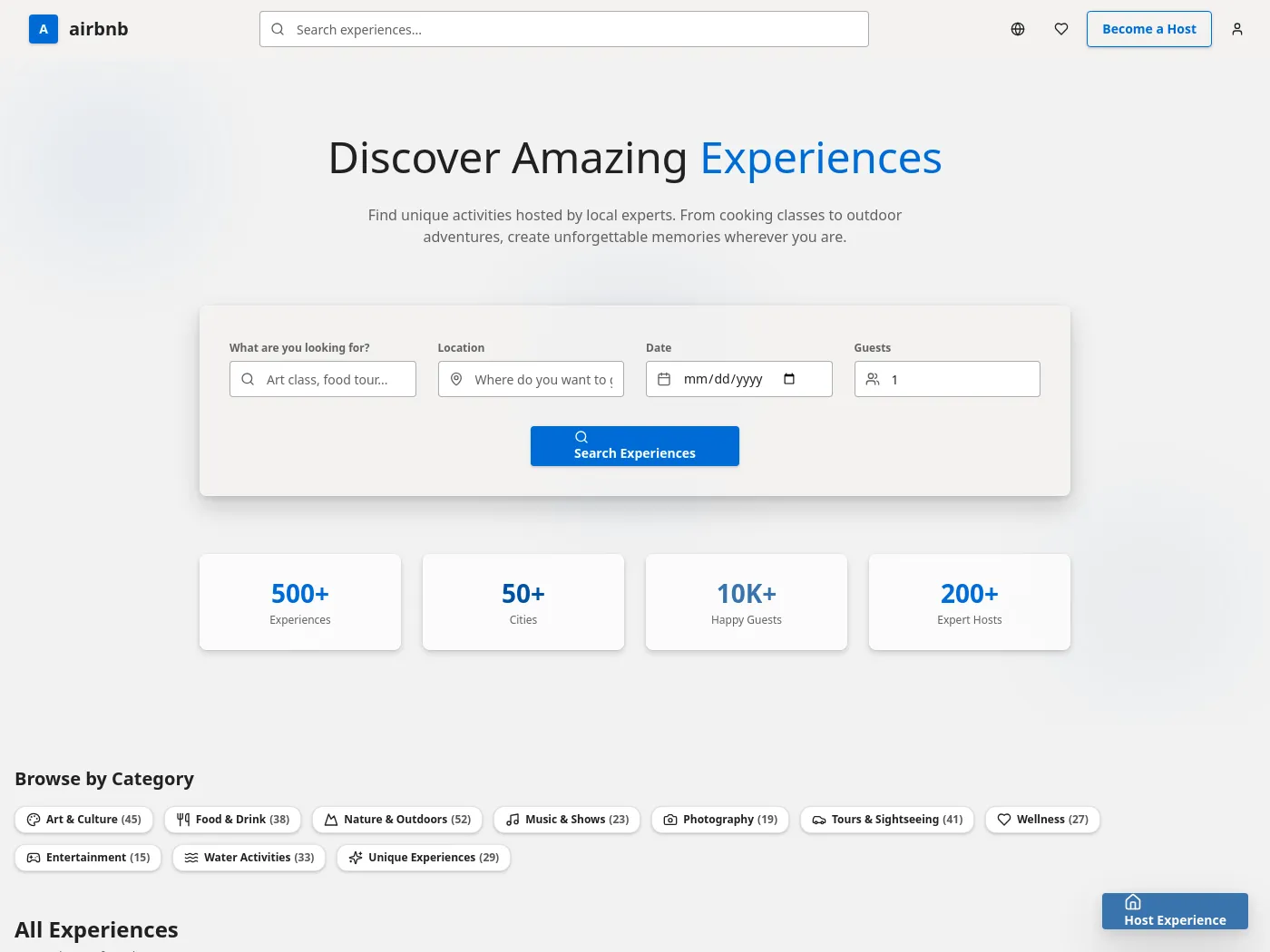 Airbnb Experiences Clone with Material 3 UI