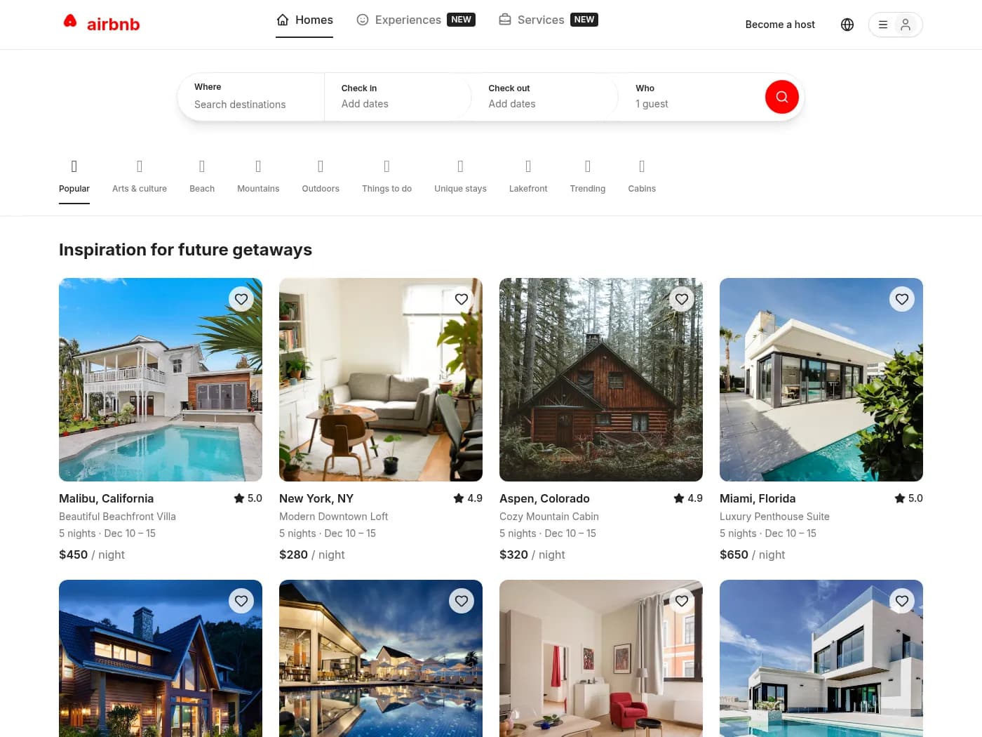 Airbnb Web Clone
