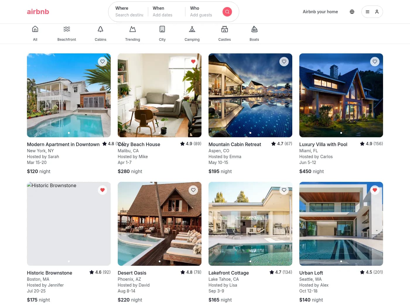 Airbnb Web Clone