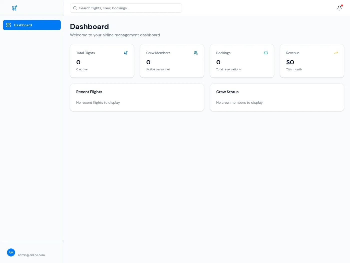 Airline Manager Dashboard
