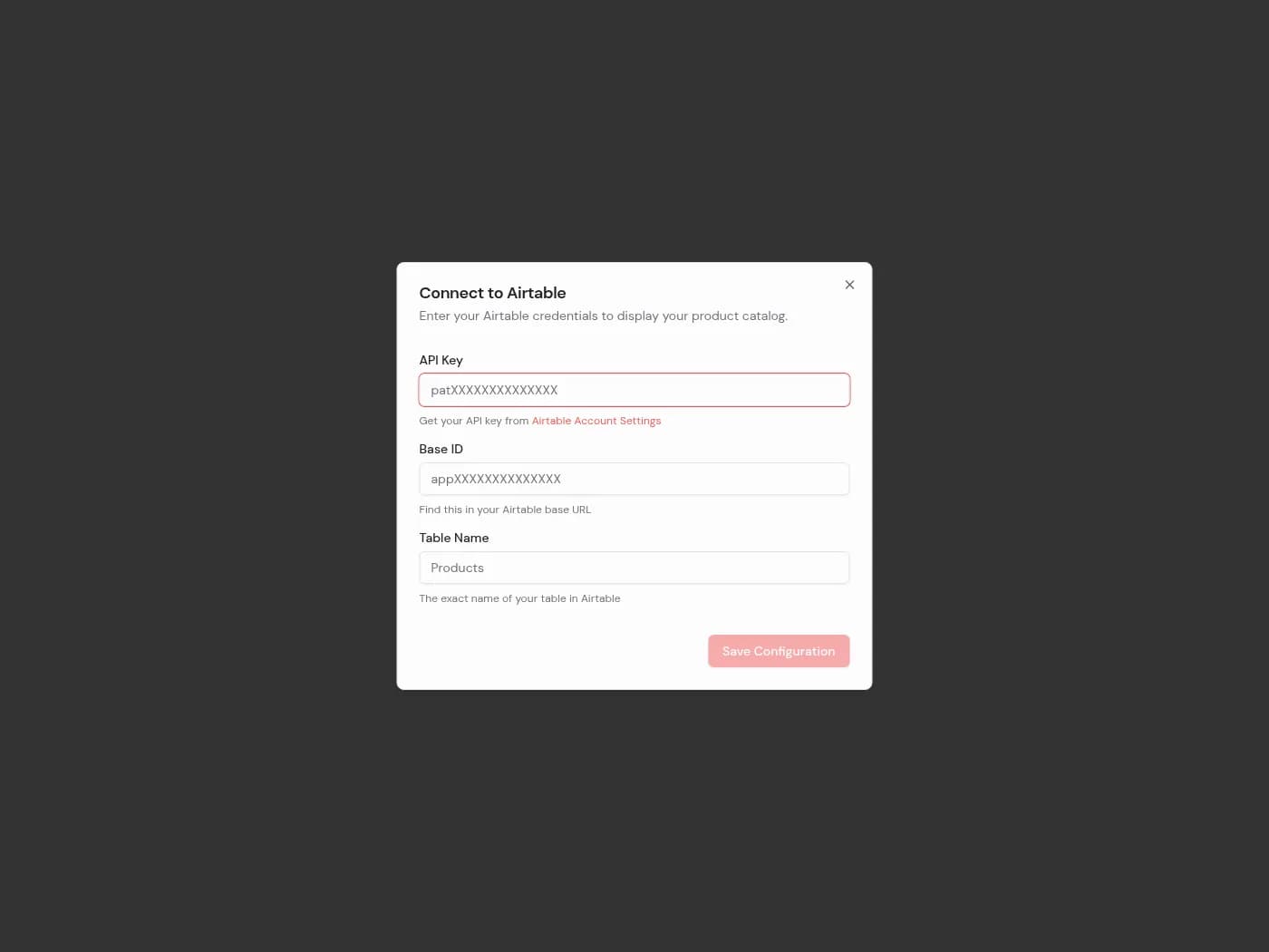 Airtable Product Catalog