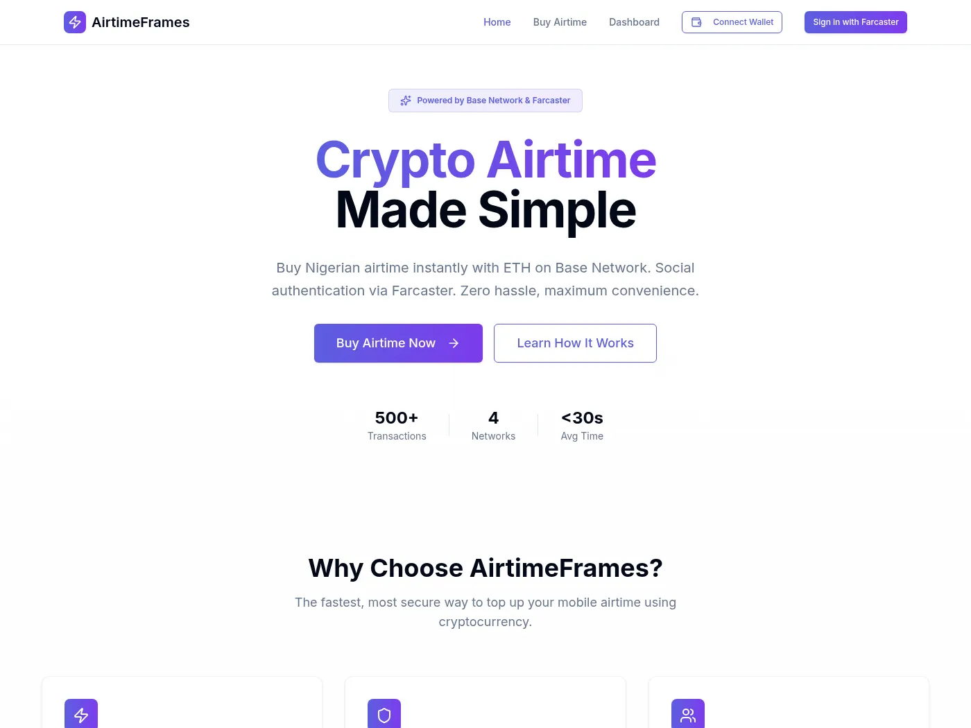 AirtimeFrames: Crypto Airtime Top-Up via Farcaster Frames