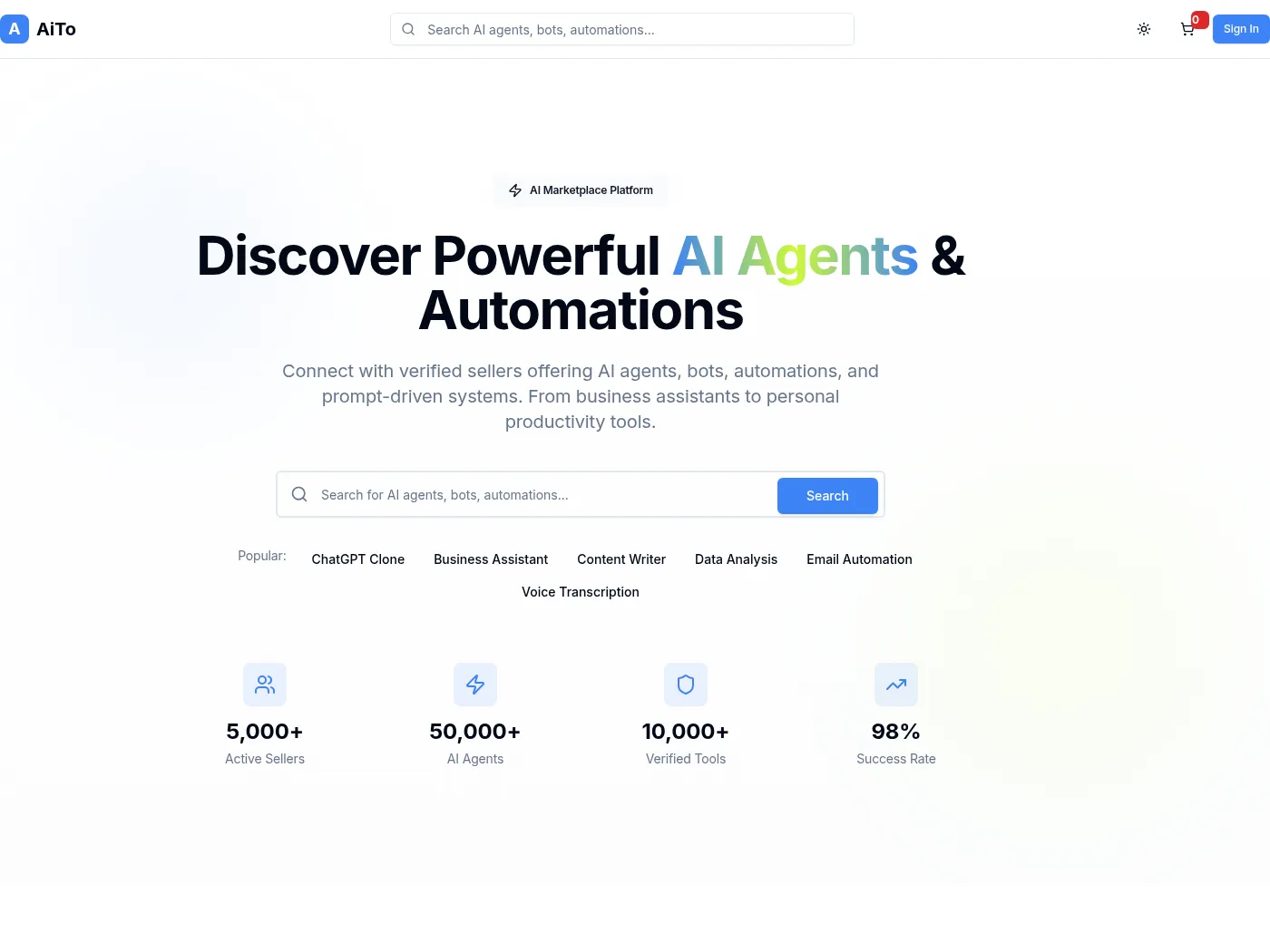 AiTo Marketplace for AI Agents, Bots, and Automations