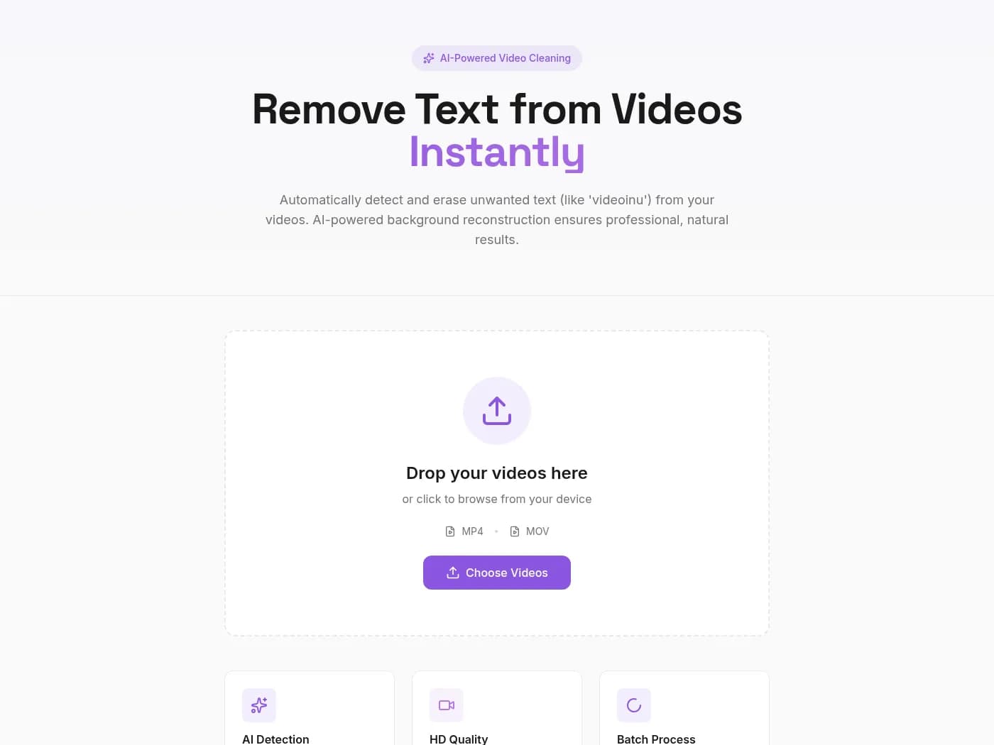 AI-Powered Videoinu Remover & Video Cleaning Web Tool