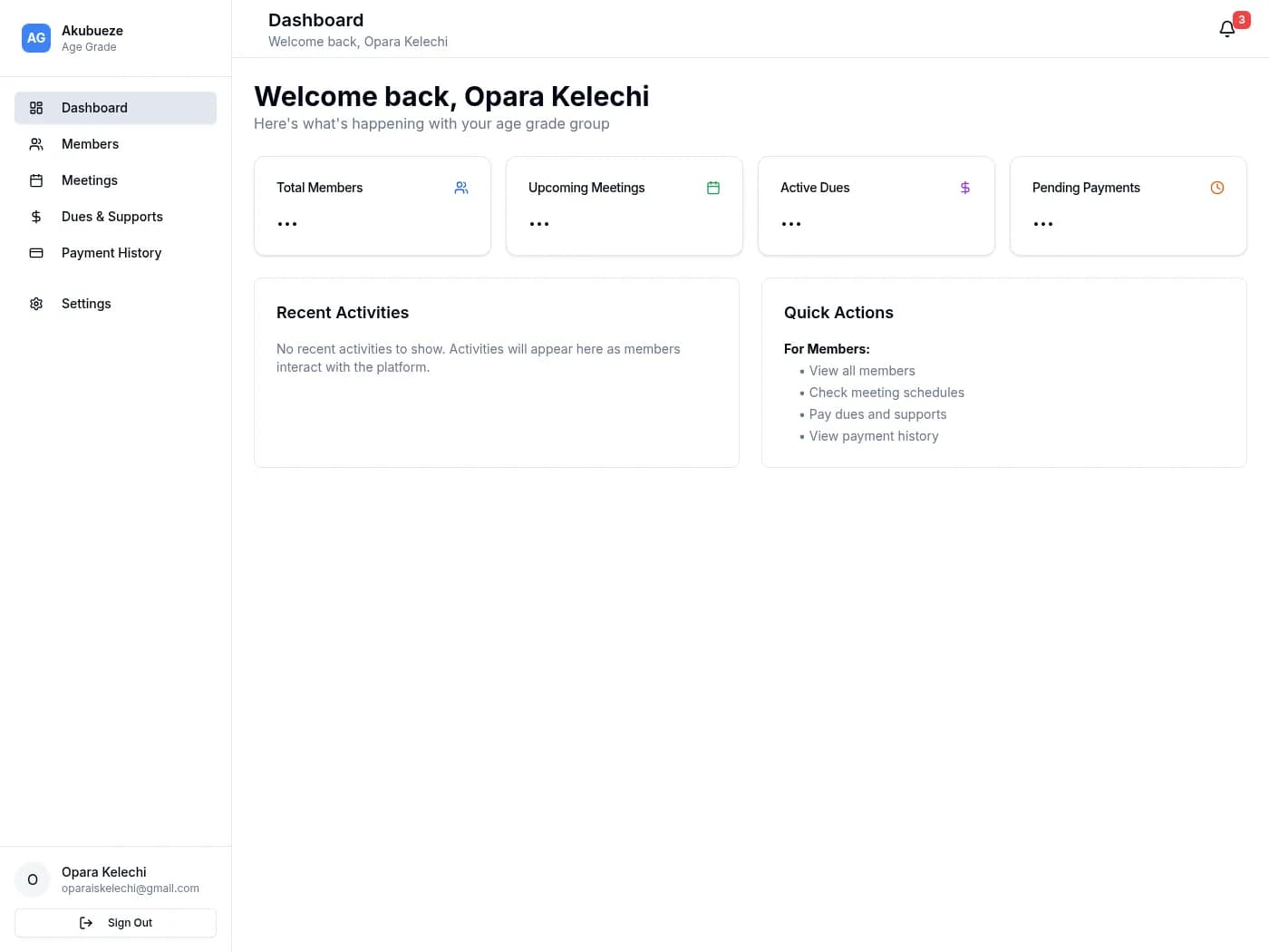 Akubueze Age Grade Management Platform