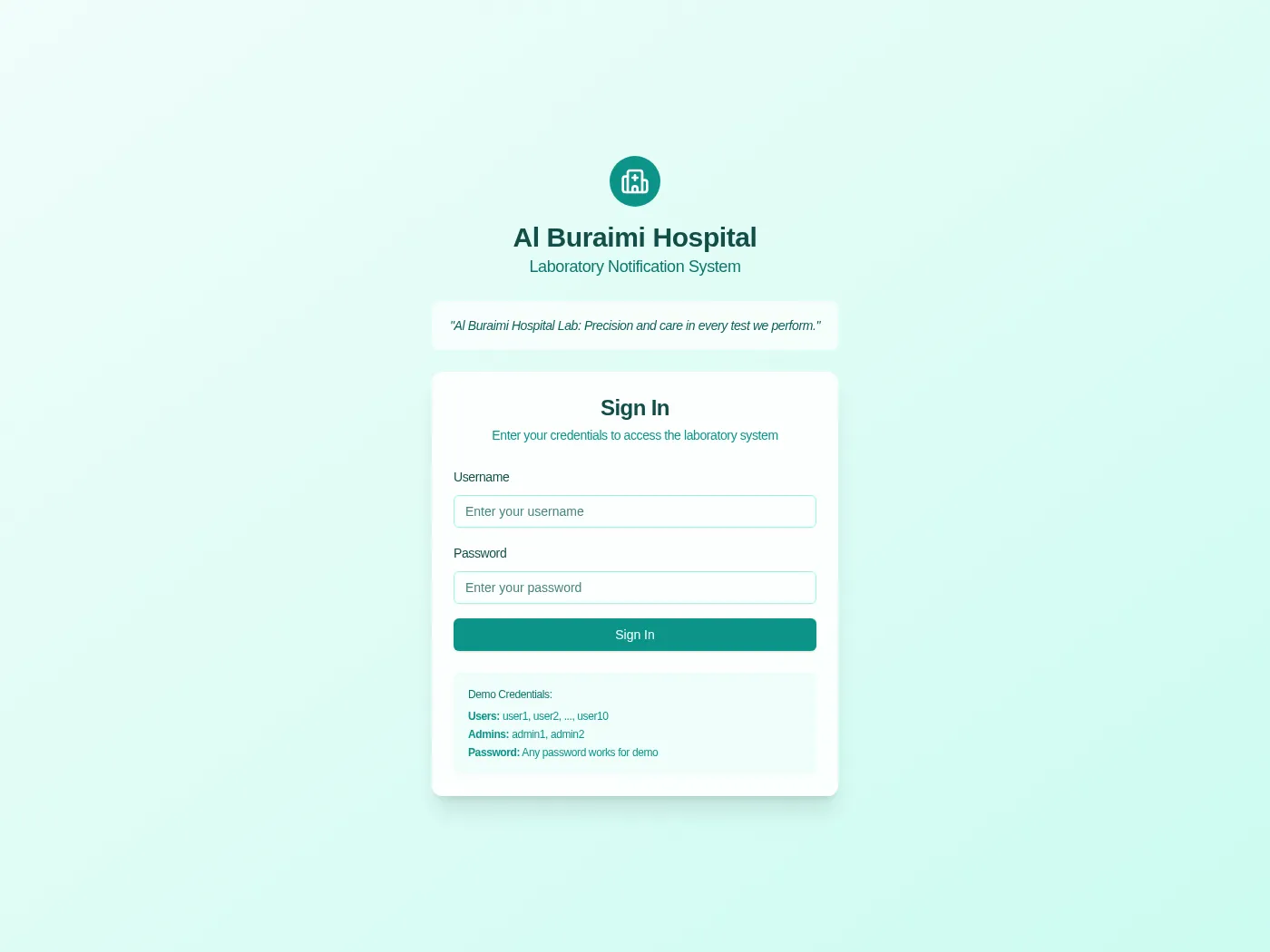 Al Buraimi Hospital Laboratory Notification & Statistics System