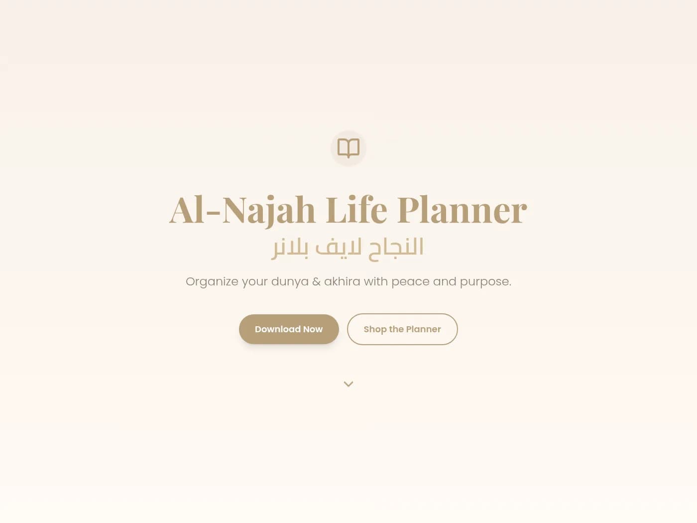 Al-Najah Life Planner – Elegant Faith-Based Productivity Website for Muslim Women