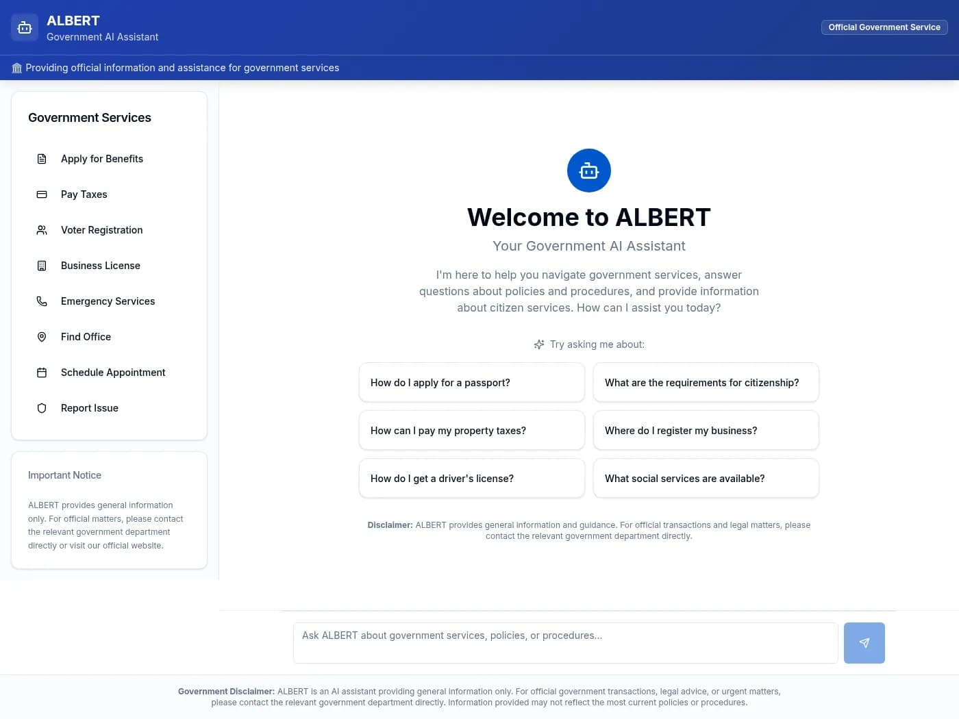ALBERT - Government AI Assistant