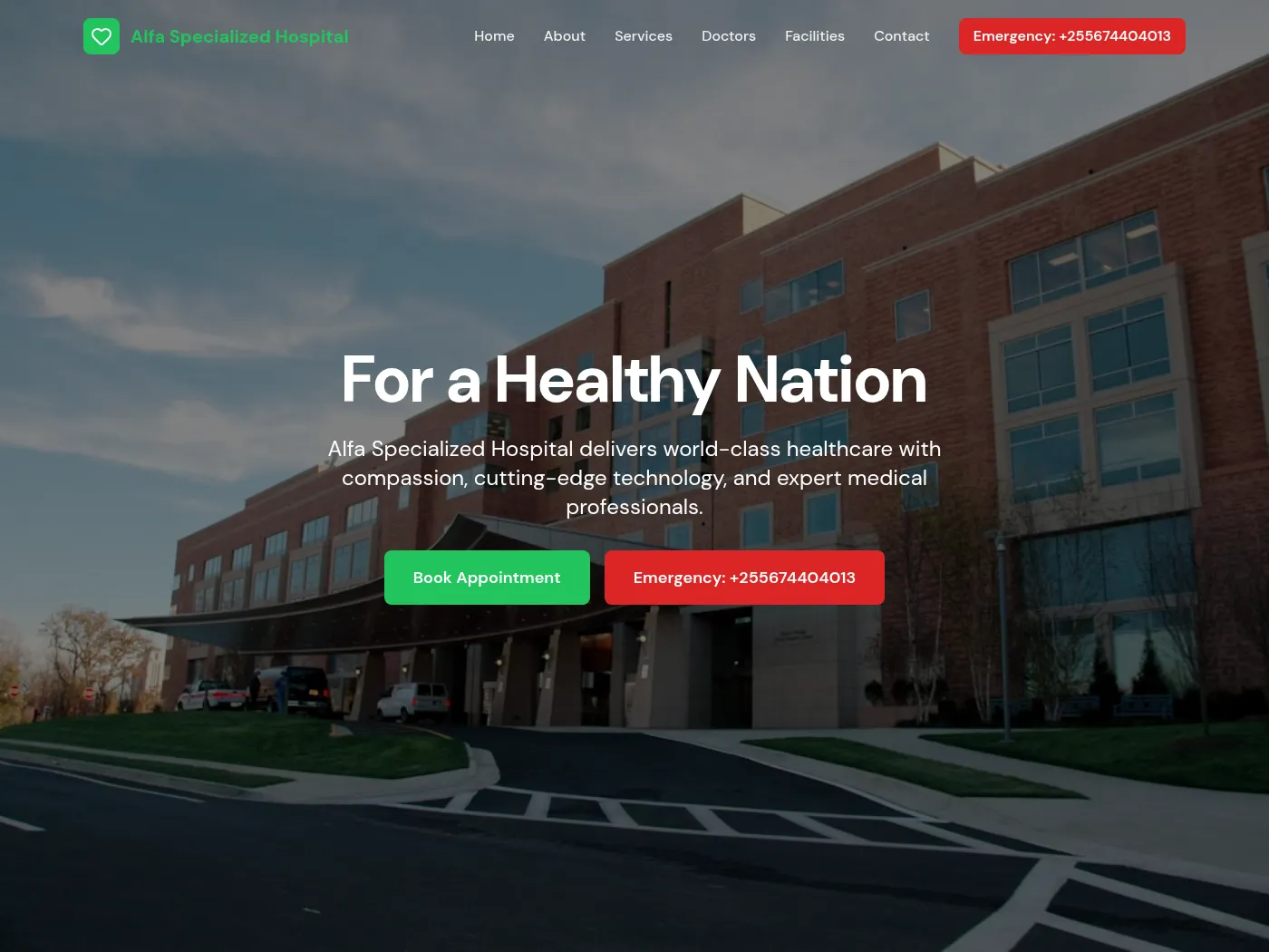 Alfa Specialized Hospital Modern Website