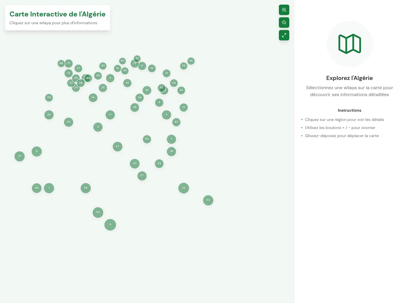 Algérie Wilaya Interactive Map