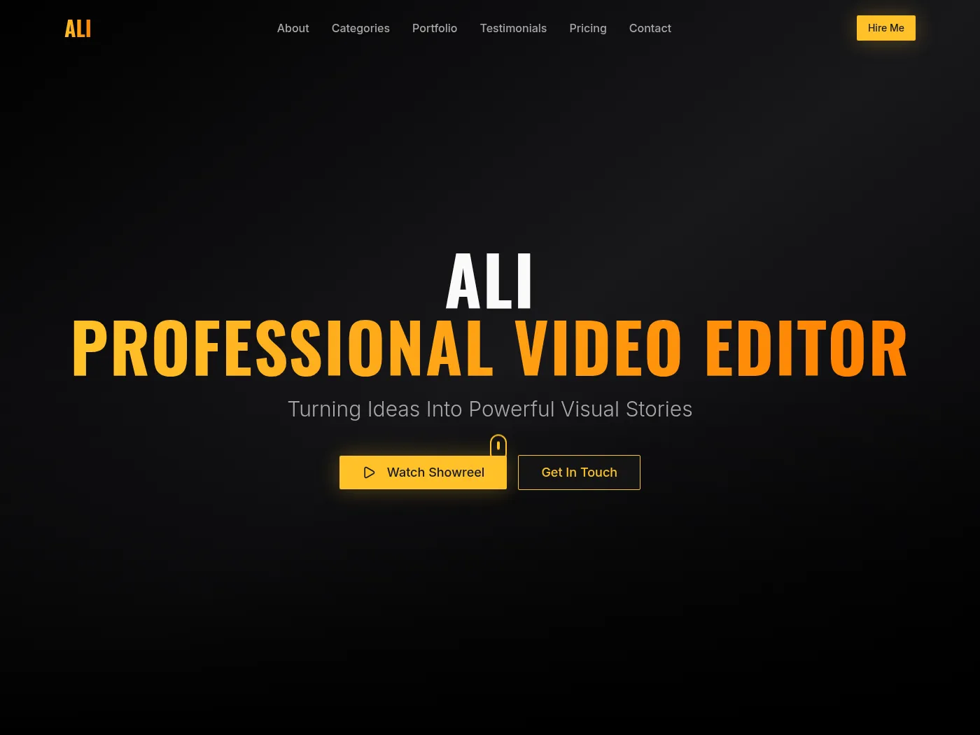 Ali's Cinematic Multi-Niche Video Editor Portfolio Website