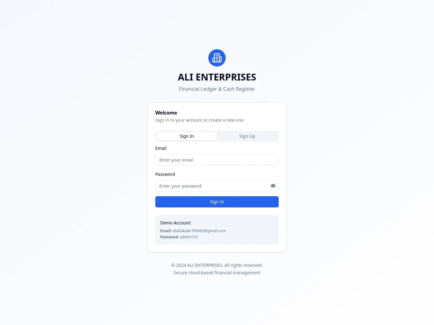 ALI ENTERPRISES: Client-Side Financial Ledger & Cash Register